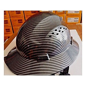 NEW Fiberglass Full Brim Hard Hat Black/Silver with Fas-trac Suspension