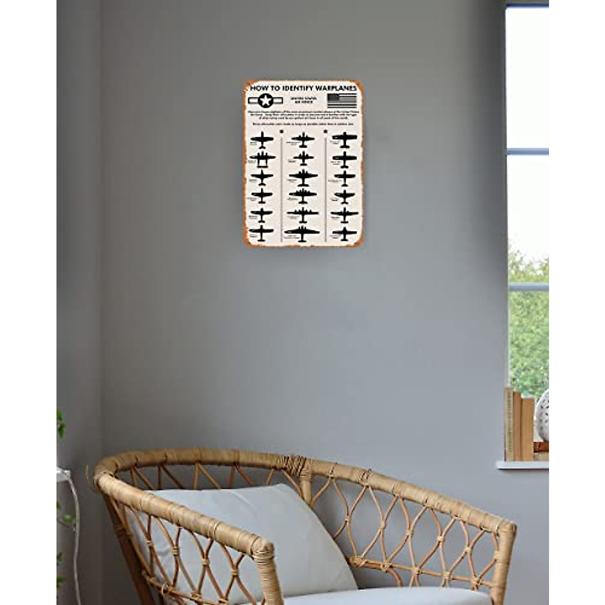 WWII Planes，How To Identify Warplanes Metal Tin Sign 12x8 Inch | Gift for Pilot, Men, Dad, Boyfriend, Him, WallArt,Aviation Art