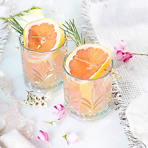 BELLAFORTE Shatterproof Tritan Plastic Short Tumbler, Set of 4, 13oz - Myrtle Beach Unbreakable Crystal Cut Old Fashioned Drinking Glasses for Whiskey - BPA Free - Dishwasher Safe - Teal