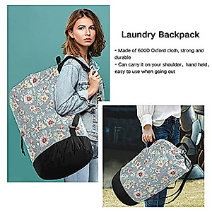 ALAZA Succulents Cactus Flower Laundry Bag Backpack Clothes Hamper Bag with Adjustable Shoulder Straps Drawstring Closure for Home Apartment College Dorm Travel