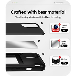 GOOSPERY Magnetic Door Bumper Compatible with iPhone 15 Case, Card Holder Wallet Easy Magnet Auto Closing Protective Dual Layer Sturdy Phone Back Cover - Black