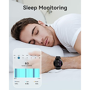 Parsonver Smart Watch, Answer/Make Calls,1.43" HD Touch Screen Fitness Watch for Men Women with 100+ Sport Modes IP68 Waterproof, Heart Rate Blood Oxygen Sleep Monitor for Android iOS Phones, Black