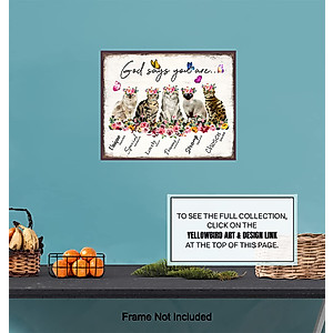 God Says You Are Cat Wall Art - Christian Inspirational Encouragement Gifts for Women - Bible Verses, Psalms, Scripture Wall Decor- Catholic Religious Gifts - Positive Motivational Quotes - Boho Decor