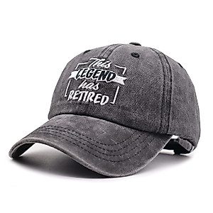 Funny Retirement Gifts for Men and Women, This Legend Has Retired Baseball Cap, Adjustable Embroidered Vintage Cotton Denim Hats for Dad, Mom, Grandma, Grandpa