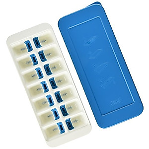 Joseph Joseph QuickSnap Ice Cube Tray with Cover Lid Easy-Release No-Spill Stackable Odor-Free Dishwasher Safe, Blue 13 x 5