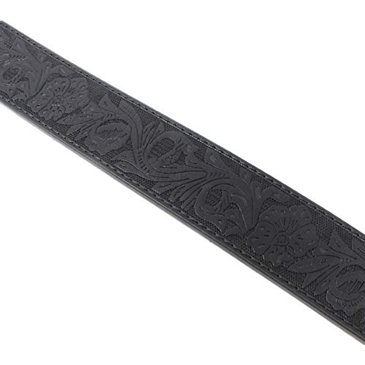 BC Belts Womens Leather Belt Strap with Embossed Western Flowers Pattern 1.5" Wide with Snaps (Black-L)
