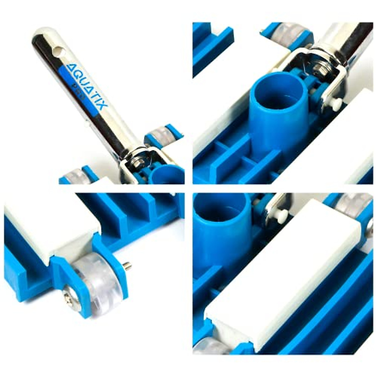 Aquatix Pro Pool Vacuum Head with Wheels, 14" Heavy Duty Model, Aluminum Handle, Flex Swimming Pool Vacuum Head with Swivel, Weighted Attachment for Concrete or Plaster Pool Cleaning