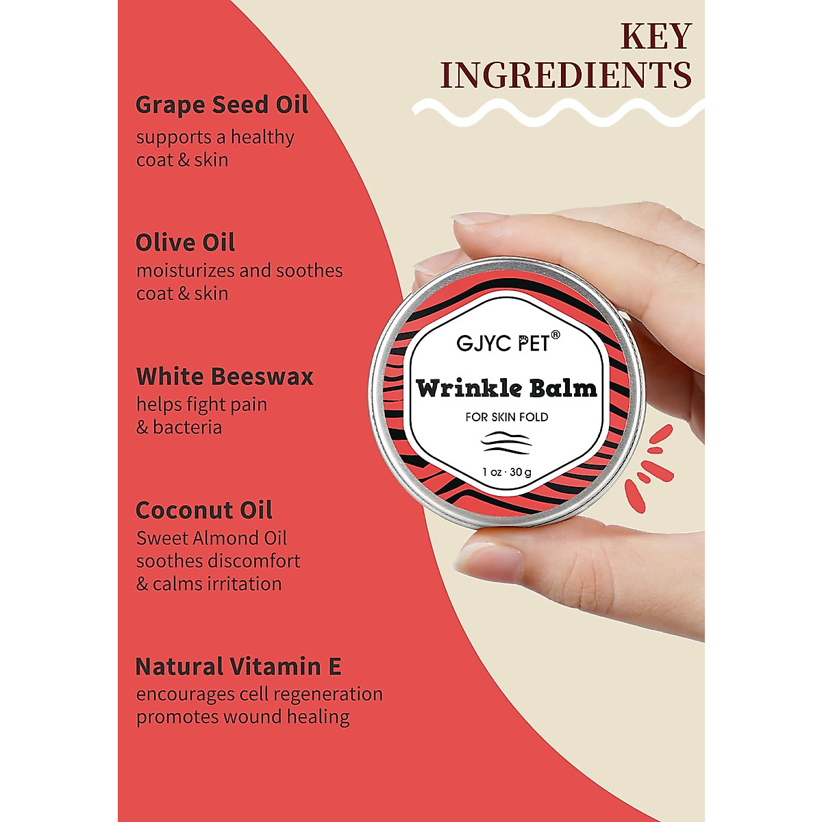 GJYC PET Wrinkle Wipes + Wrinkle Balm for Dogs | Bulldog, French Bulldog, Pug, English Bulldog | Cleans & Soothes Wrinkles, Folds, Tear Stain, Tail Pockets & Paws