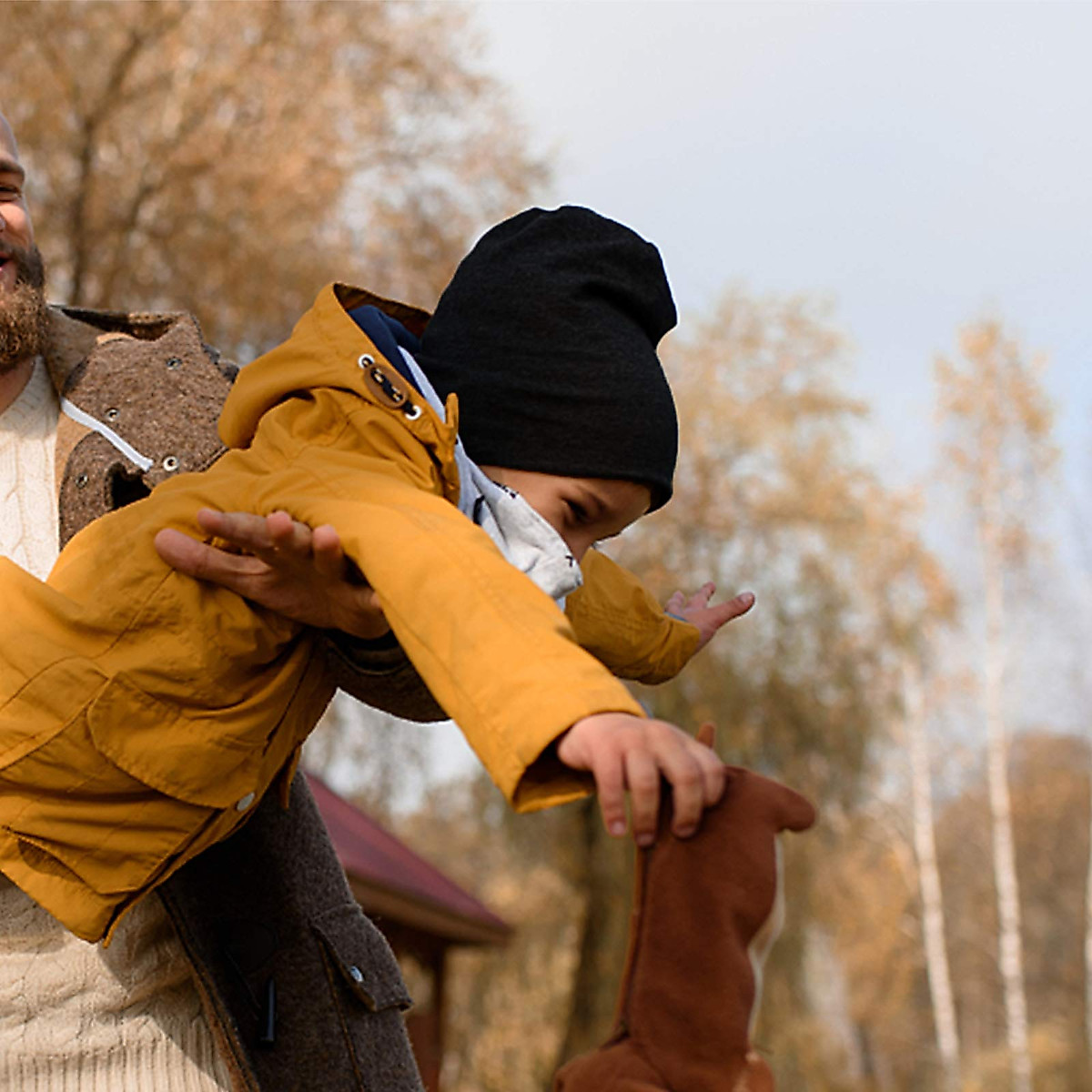 DRESHOW BQUBO 5 Pack Unisex Baby Hats for Kids Cotton Skull Caps Soft Cute Knit Cap Baby Toddler Beanie for 3 Months - 6 Years