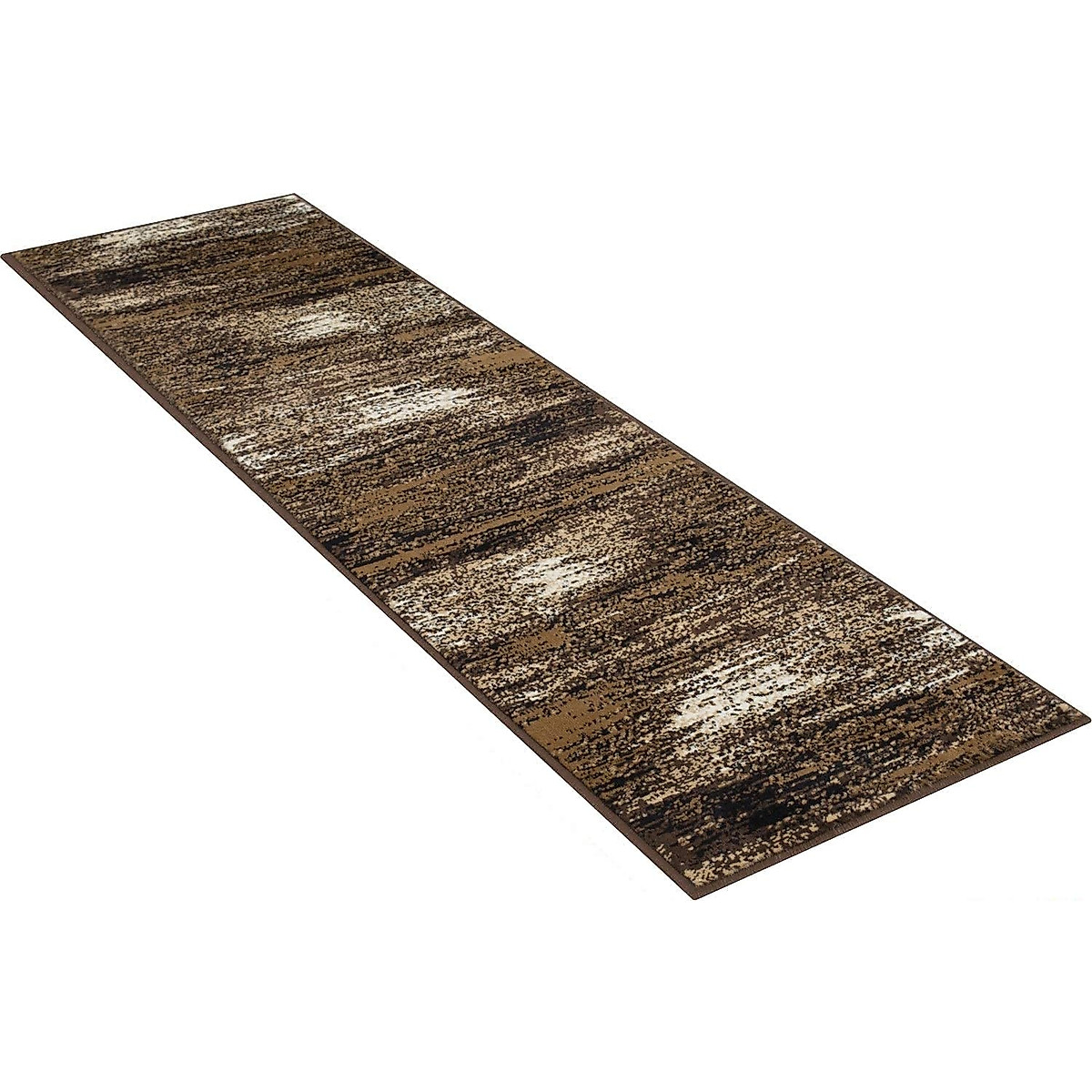 Modern Contemporary Rugs for Living Dining Room Abstract Soft Plush Area Rug Brown Mocha (2 Feet X 7 Feet Runner)