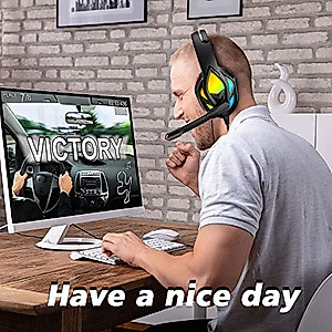 Donerton Gaming Headset, Over-Ear Gaming Headphones with Noise Canceling Mic, Stereo Bass Surround Sound, Soft Memory Earmuffs LED Light PS4 Gaming Headset Compatible with PC, Laptop, PS4, PS5, Red