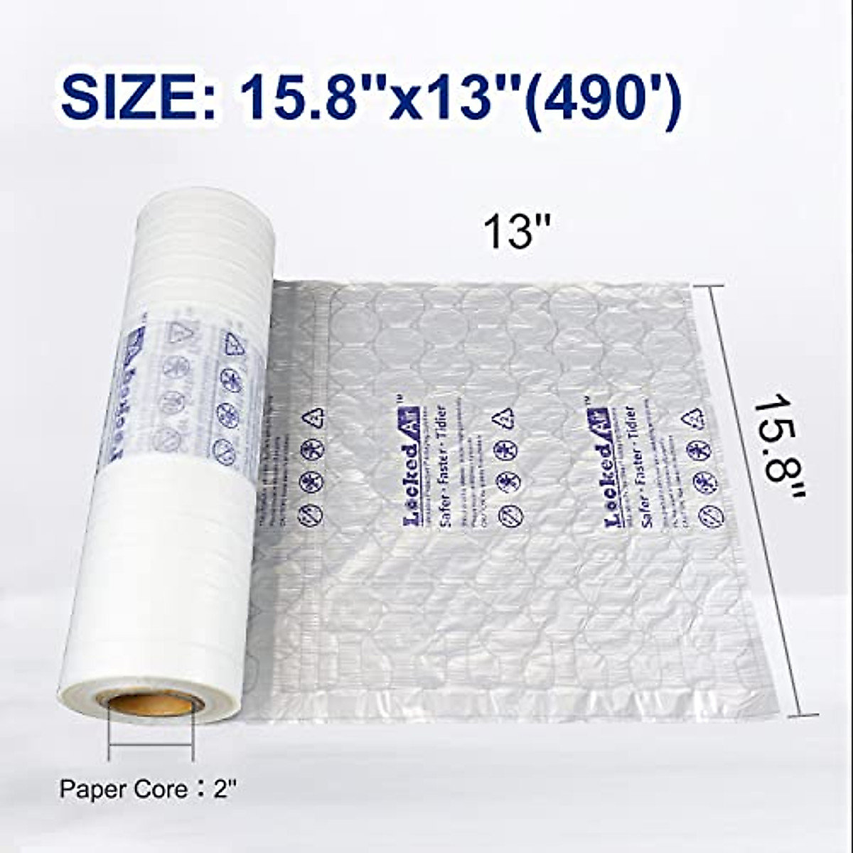 Air Cushion Film, Inflatable Air Bubble Bags Roll 15.8 inchX490feet Small Air Bubbles for Packaging Used with Air Cushion Machine, Shipping Supplies Packaging Materials for Packing Fragile Items