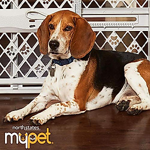 MYPET North States 40” Paws Portable Pet Gate: Made in USA, Expands & Locks in Place with No Tools. Pressure Mount. Fits 26"-40" Wide (23" Tall, Fieldstone)