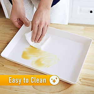 Moretoes 5pcs Serving Tray for Party, 16 x 11 Inches Plastic Trays for Serving Food, White Stackable Platters for Food Snack Dessert Cookies, BPA Free