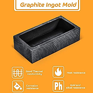 2 Pieces Graphite Ingot Mould Crucible Mould for Casting Gold Silver Metal Aluminum Copper Brass Melting Refining (4 x 2 x 1 Inch)