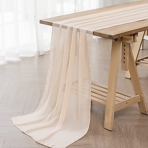 flohar 6Pack 9ft Chiffon Table Runner 14x108 Inch Sheer Romantic Table Runner for Wedding Birthday Party Bridal Shower Outdoor Decoration-Peach