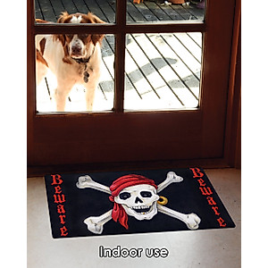 Toland Home Garden 800052 Beware Funny Door Mat 18x30 Inch Pirate Outdoor Doormat for Entryway Indoor Entrance