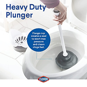 Clorox Toilet Plunger and Hideaway Caddy Bathroom Combo, White/Grey