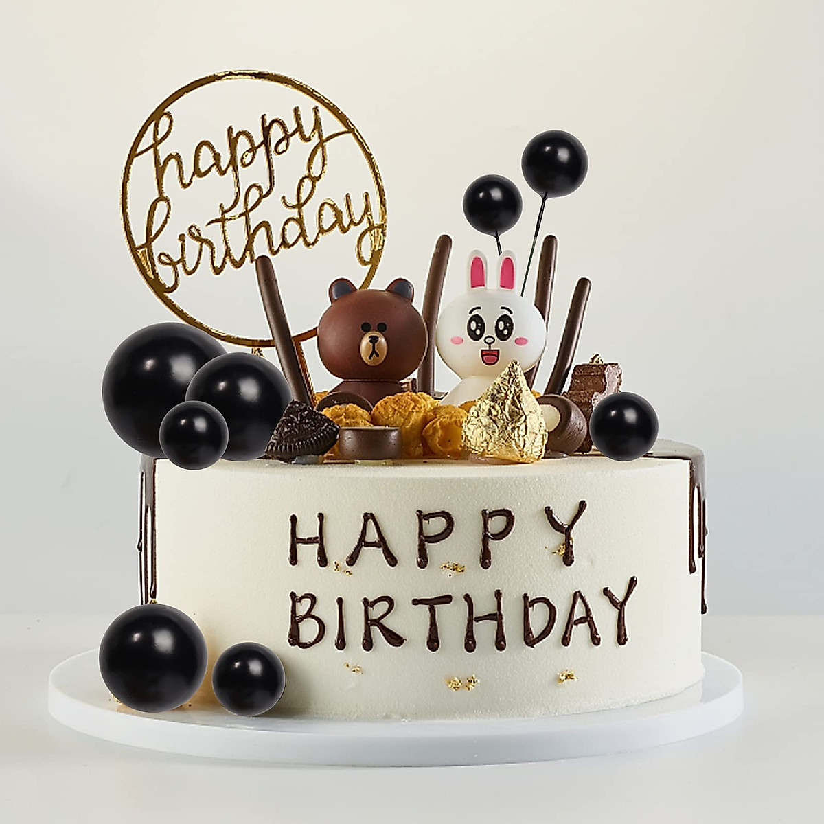 30 PCS Balls Cake Topper DIY Cake Insert Toppers Ball Cake Picks Cupcake Topper for Birthday Party Baby Shower Wedding Cake Decoration（Black）