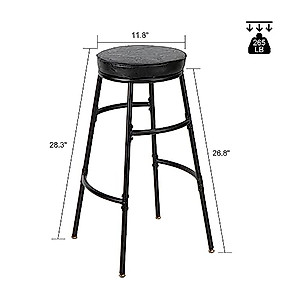Homaterial Bar Stools, Set of 2 Bar Chairs,Round PU Upholstered Breakfast Stools with Footrest, Metal Frame, Kitchen Counter Height Bar Stools, for Dining Room, Kitchen, Black