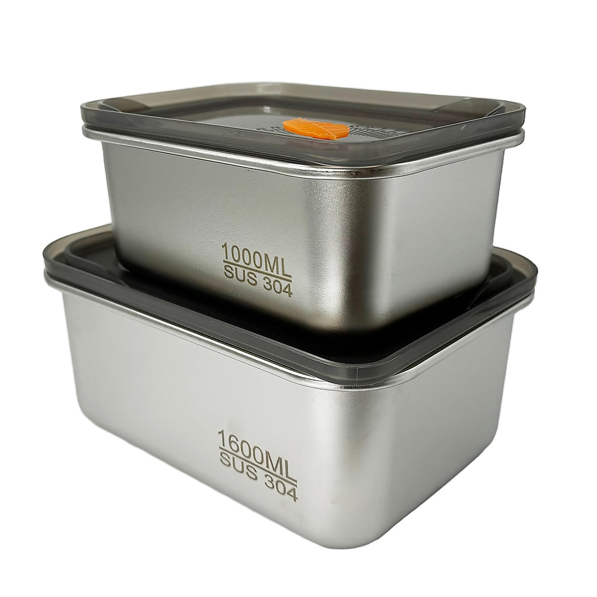 SSQYKJ 2-Pack 304 Stainless Steel Food Storage Containers,1L&1.6L Airtight Lunch Box for Meal Prep,Bento,Kitchen-Stackable,Leakproof,Easy Clean (35oz/54oz)