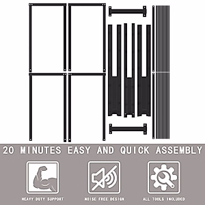 XINXINYAN 14 Inch Queen Bed Frame, No Box Spring Needed, Heavy Duty Metal Platform Queen Size Bed Frame, Strong Steel Slats Support, Noise Free, Easy Assembly, Black