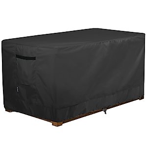 STEECA Patio Deck Box Cover Waterproof Outdoor Rectangular Storage Bench Cover 52L x 28W x 26H inch, Black