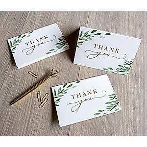 Gooji 4x6 Greenery Leaves Gold Foil Thank You Cards (Bulk 20-Pack) Matching Peel-and-Seal White Envelopes | Assorted Set, Watercolor | Birthday Party, Baby Shower, Weddings, Greeting, Blank Notes