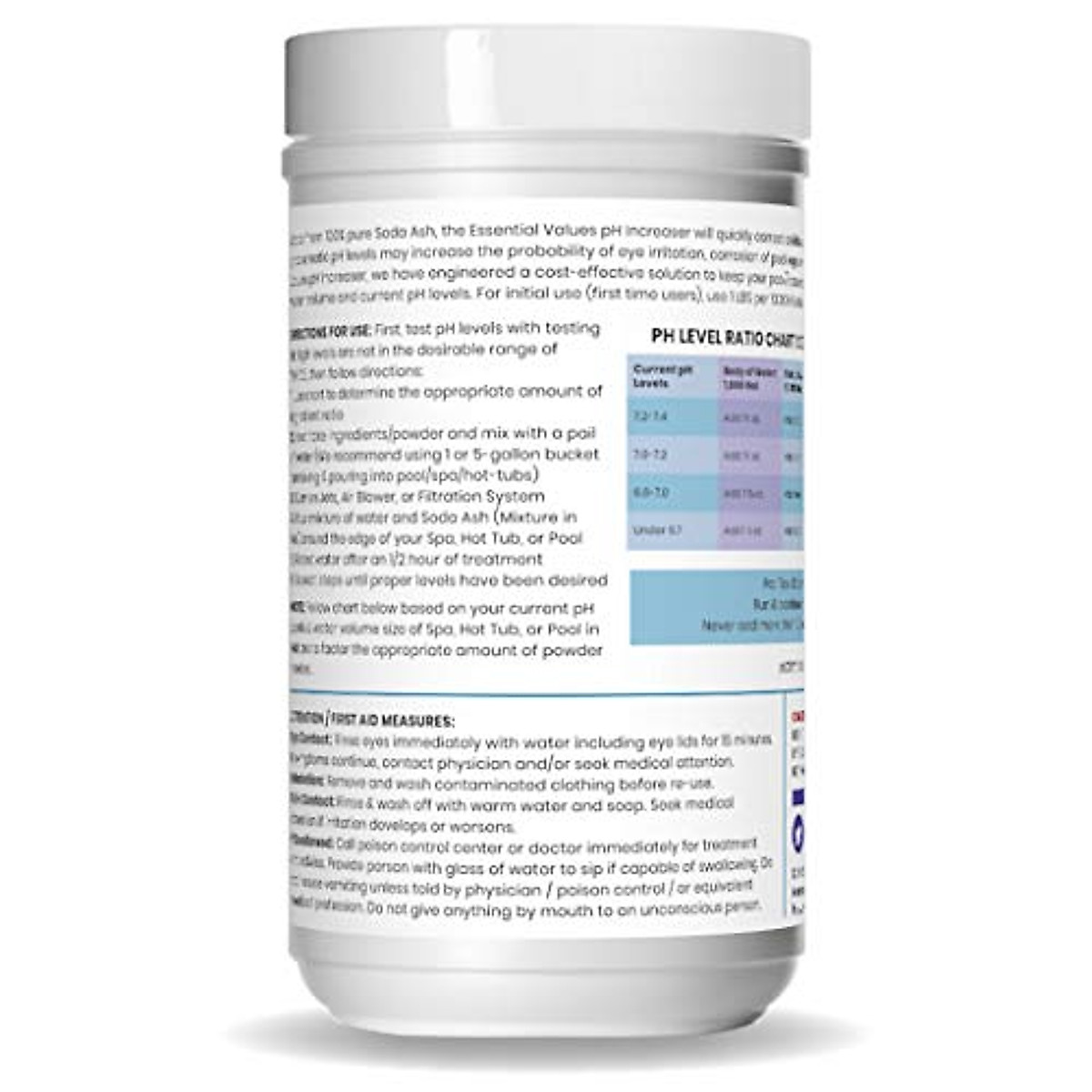 PH Increaser for Hot Tub Swimming Pools & Spa (2 LBS) - Soda Ash Powder to Get Level of Your PH Up - Fight Corrosion, Correct Acidic Water Safely, Made in USA