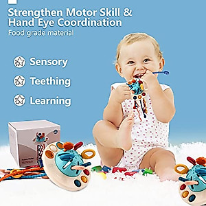 Baby Sensory Toys Montessori Activity - Infant 6 Months Learning Pull String 6-12 Girl Teething Chew Birthday Gift Age 1 Year Old Boy 0 2 3 4 5 7 8 9 10 11 UFO Pulling 18-24 Toddler Travel Essentials