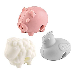 FGYZYP 3Pcs Cartoon Silicone Pot Lid Lifters, Cute Animal Heat Resistant Pot Lid Rack Holder Clips, Spill- Proof Steam Vent Stand for Soup Pots Saucepan Home Kitchen Tool Accessories (Random Color)