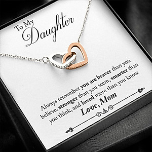 Faith Davis Interlocking Hearts Necklace - Gift for Daughter from Mom - Anniversary, Birthday, Holiday, or Just Because!