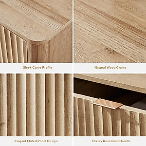 mopio Brooklyn Night Stand, Modern Farmhouse Nightstand, Small Side Table, Bedside Table with Drawer, End Table with Storage, Fluted Panel, Curved Profile (Oak, Single)