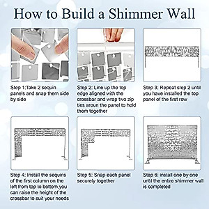 Ayfjovs 36 PCS Silver Shimmer Wall Backdrop Panels, Square Sequin Wall Backdrop Shimmer Photo Backdrops for Birthday Decoration, Graduation, Wedding, Anniversary Party Supplies