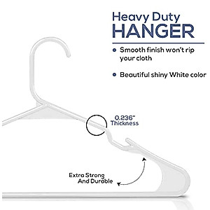 Utopia Home Plastic Hangers 100 Pack - Hangers 50 Pack with Shoulder Grooves & Hangers 50 Pack with Hooks - White Clothes Hangers