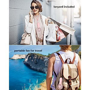 Zuvas Mini Handheld Fan 2600mAh Battery Operated Rechargeable Fan 3 Speed USB Powered Electric Fan Powerful Personal Fan Small Portable Travel Fan for Outdoor Indoor Makeup Eyelash with Lanyard, Pink