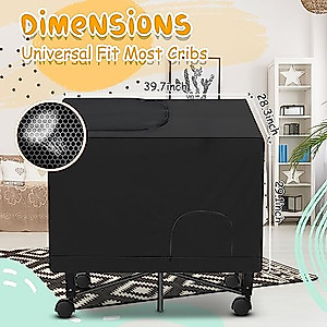 Preboun 2 Pcs Blackout Cover Compatible with Pack N Play, Black Crib Canopy Cover Breathable Travel Netting Tent Portable Stretchy Netting Cover for Indoor Outdoor Playard to Sleeping or Play