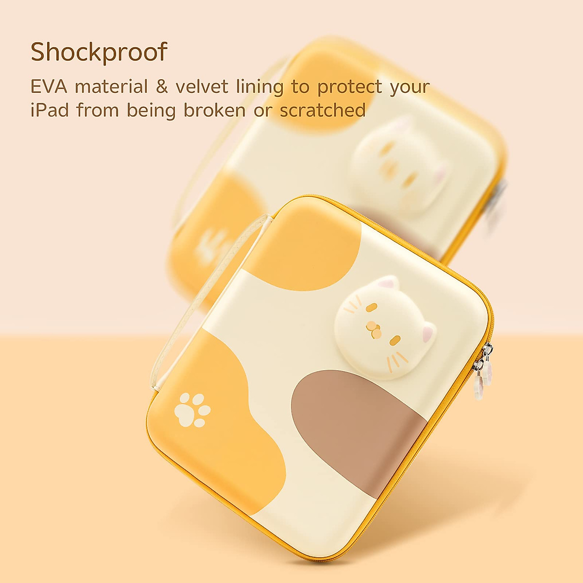 GeekShare Cute Cat 11 Inch Tablet Sleeve Case Compatible with iPad Pro(2021/2020/2018) Shockproof Case Compatible with iPad Air4/3 iPad 2020/2019 Carrying Storage Sleeve Bag with Hand Strap