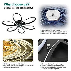 LOFAHS Modern LED Ceiling Light Fixture with Remote Control Lamp Dimmable Ceiling Chandelier for Living Room Dinning Room Bedroom Kitchen Home Lighting (23 inch/60CM 70W)