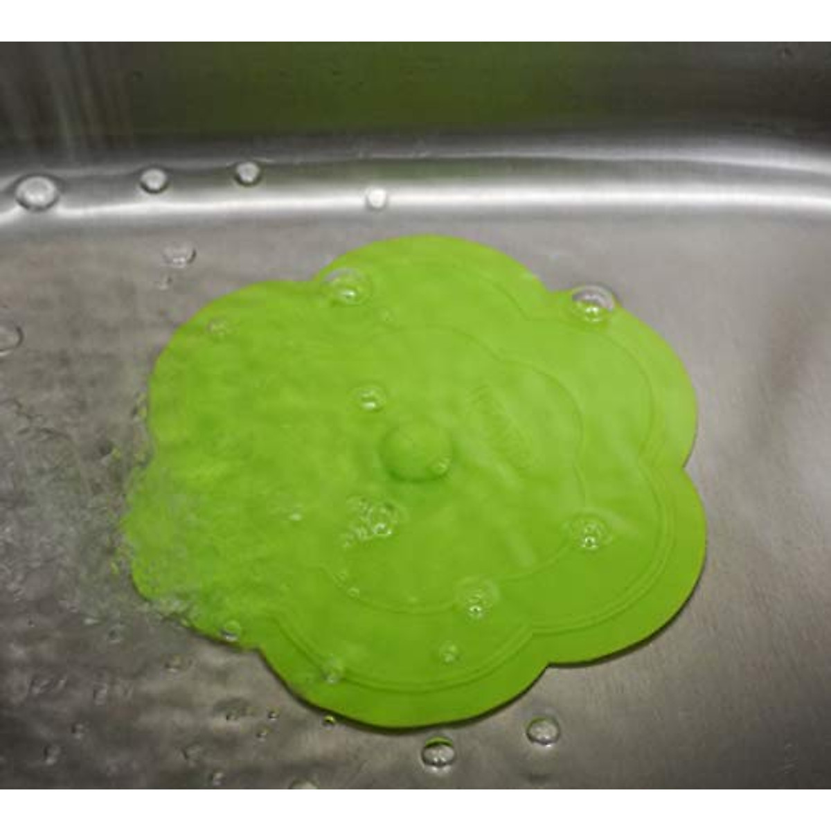 RSVP International Green Silicone Flower Kitchen Stopper, 6" | Sink Plug | Water-Tight Seal | Durable Silicone Withstands Hot Water | Dishwasher Safe