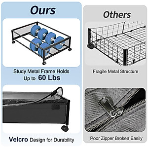 UEAKPIC Under Bed Storage Containers with Wheels, 2 Pack Under Bed Shoe Storage Organizer, Rolling Under Bed Storage Metal Drawer, Under Bed Storage Bins for Clothes, Toys, Blankets, Books