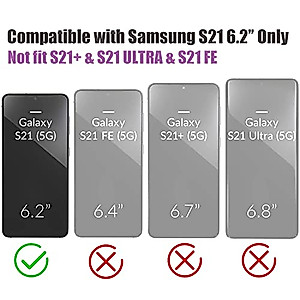 KSELF Galaxy S21 5G Case: Military-Grade Shockproof, Tempered Glass Protector, Ring Kickstand (Green & Pink)