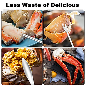 4pcs Crab Crackers and Tools, Multifunctional 3-in-1 Crab Leg Crackers Lobster Crackers Seafood Crackers and Tools with Fork/Spoon/Pick for Crab Leg Nuts Walnut Seashells (Black)