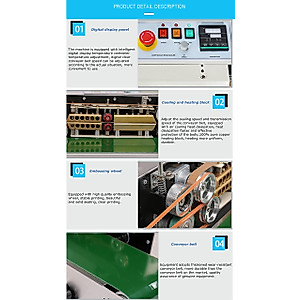 TECHTONGDA FR-770 Continuous Sealing Machine Vertical & Horizontal Automatic Band Sealer with Digital Thermostat for Plastic Poly Bag PVC Membrane Bags Film 110V