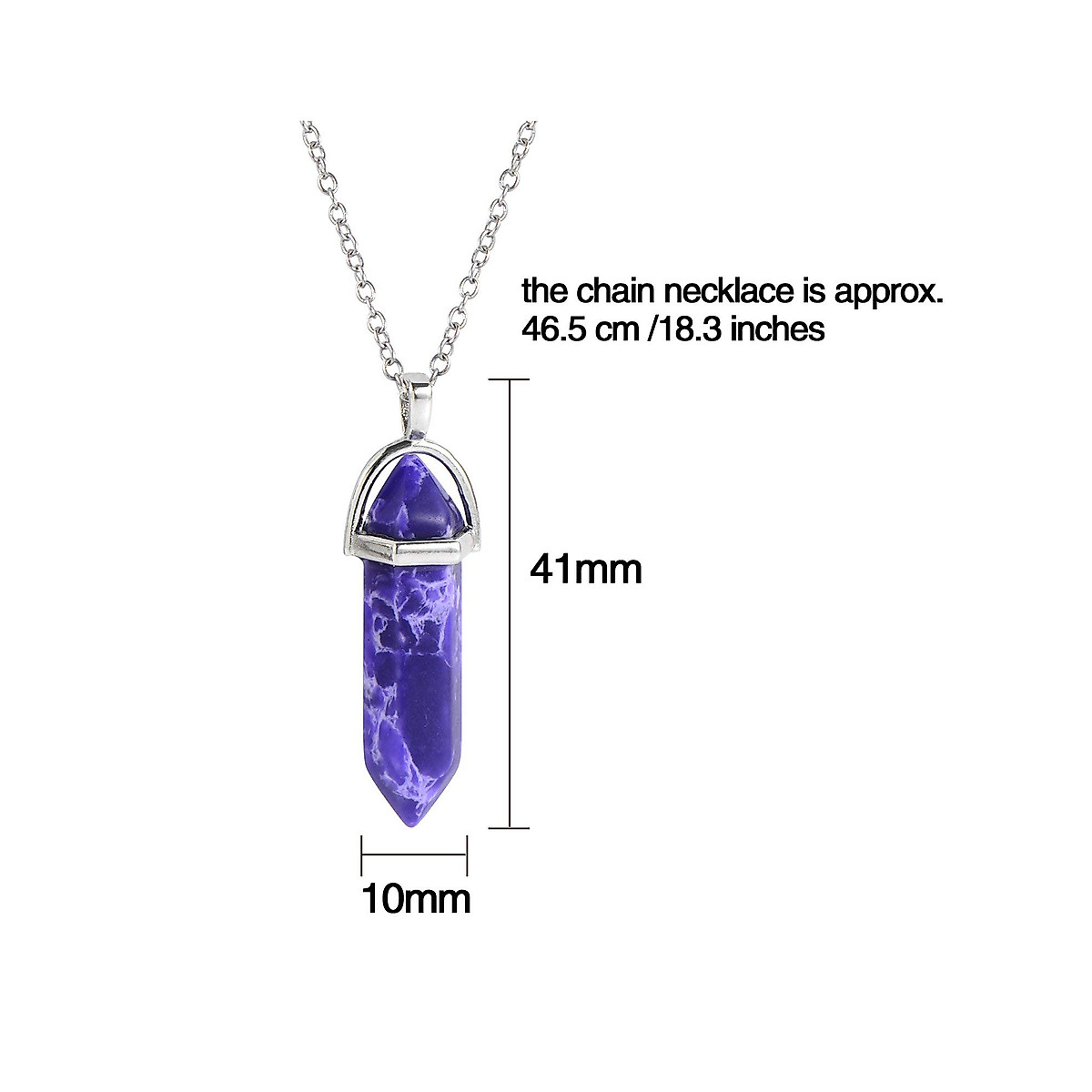 EBOOT womens 12 Pieces Hexagonal Chakra Crystal Bullet Shape Gemstone Pendant Necklaces Pointed Quartz Stone Chain Necklaces Artificial Stone with Storage Bag (Soft Color Set)
