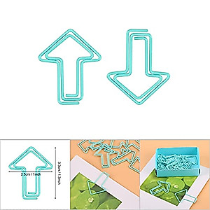 Beufee 12Pcs Arrow Shaped Paper Clips, Funny Cute Paperclips Bookmarks Stainless Steel Paper Clips Funny Stationery Marking Clip Marker Clips with Box Planner Clips(Blue)