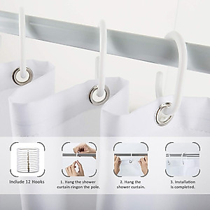 Riyidecor Ocean Coastal Hawaiian Sunrise Shower Curtain 72x84 Inch Sea Wave Summer Beach Seaside Scene Island Blue Fabric Set Waterproof 12 Pack Hooks BB-JWXP