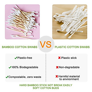 eyxformula 1000 PCS Bamboo Cotton Swabs In Storage Box Natural Organic Cotton Swabs With Wooden Sticks - Double Tips Biodegradable Cotton Buds For Ear Wax Removal, Makeup, Personal Care, Art & Craft
