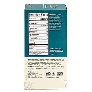 Teeccino Dandelion Mocha Mint Tea - Caffeine Free, Roasted Herbal Tea with Prebiotics, 3x More Herbs than Regular Tea Bags, Gluten Free - 25 Tea Bags