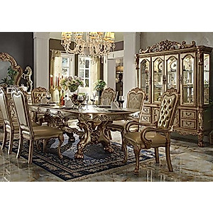 ACME Dresden Hutch & Buffet - - Gold Patina & Bone